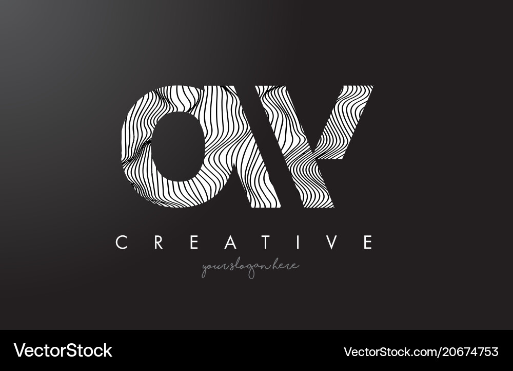 Ow o w letter logo with zebra lines texture Vector Image