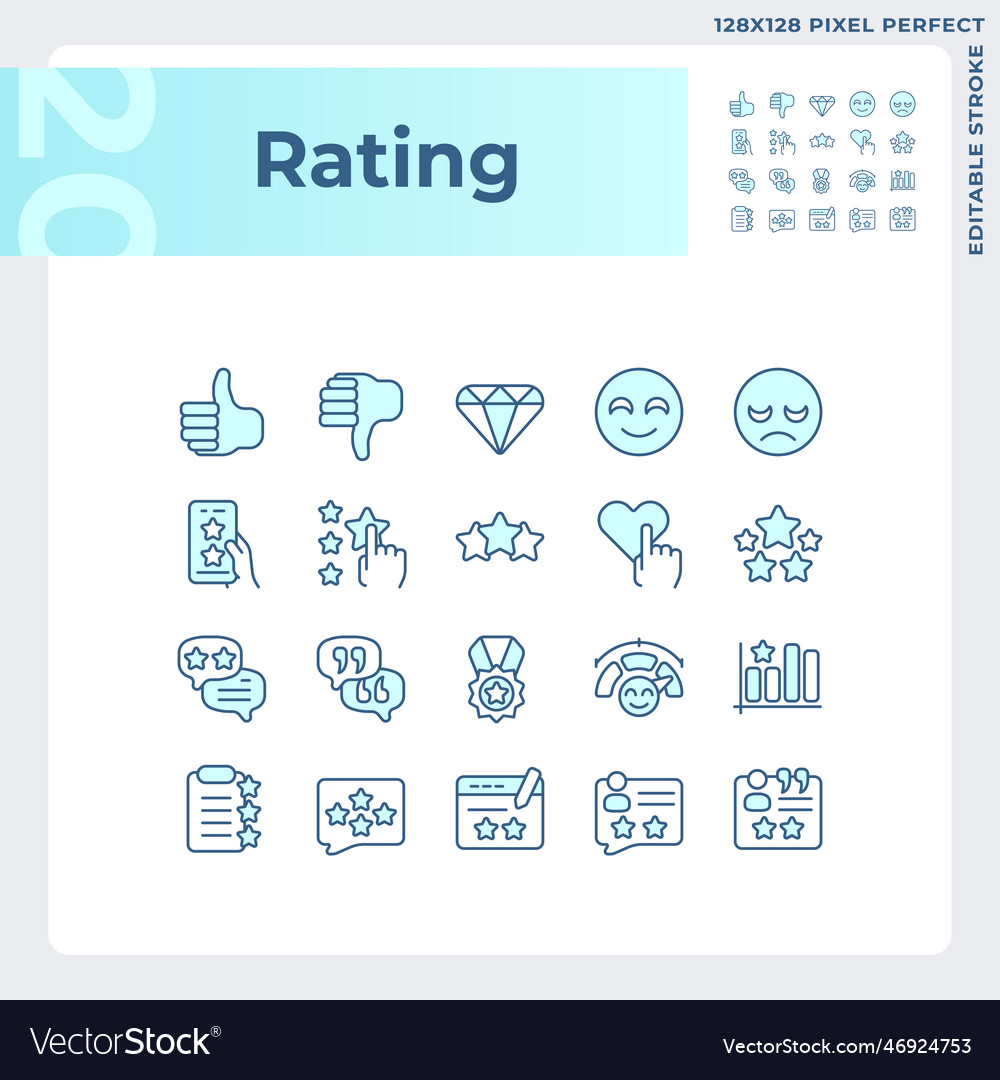 Rating pixel perfect rgb color icons set Vector Image