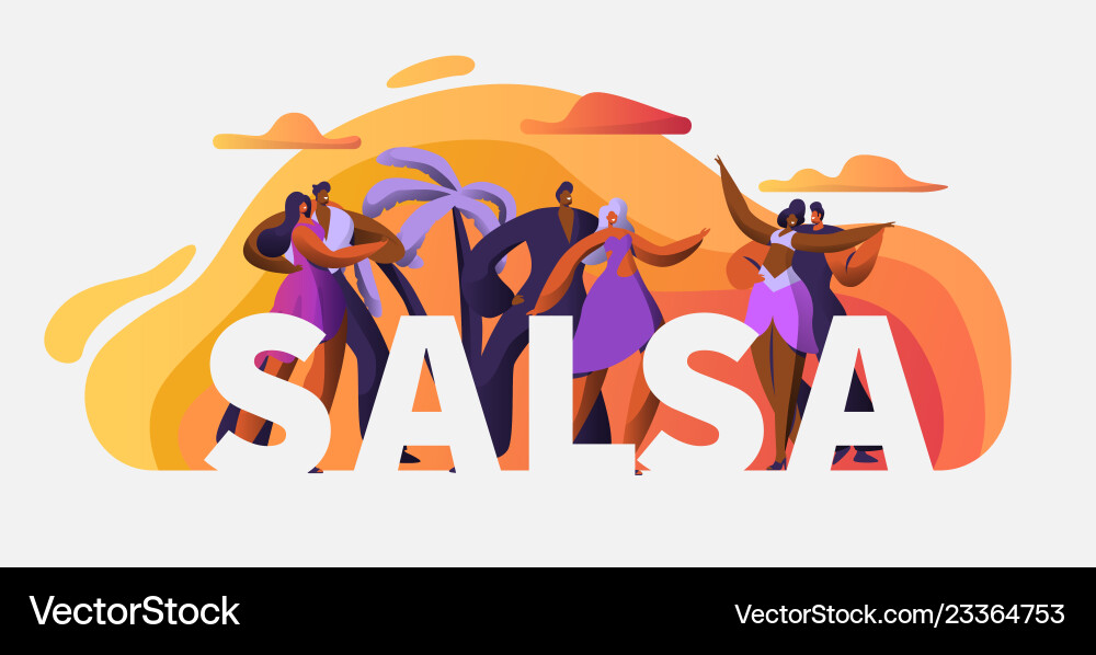 Slasa party dancer character typography poster Vector Image