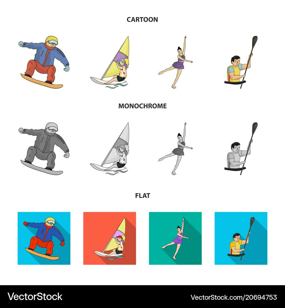 Snowboarding sailing surfing figure skating Vector Image