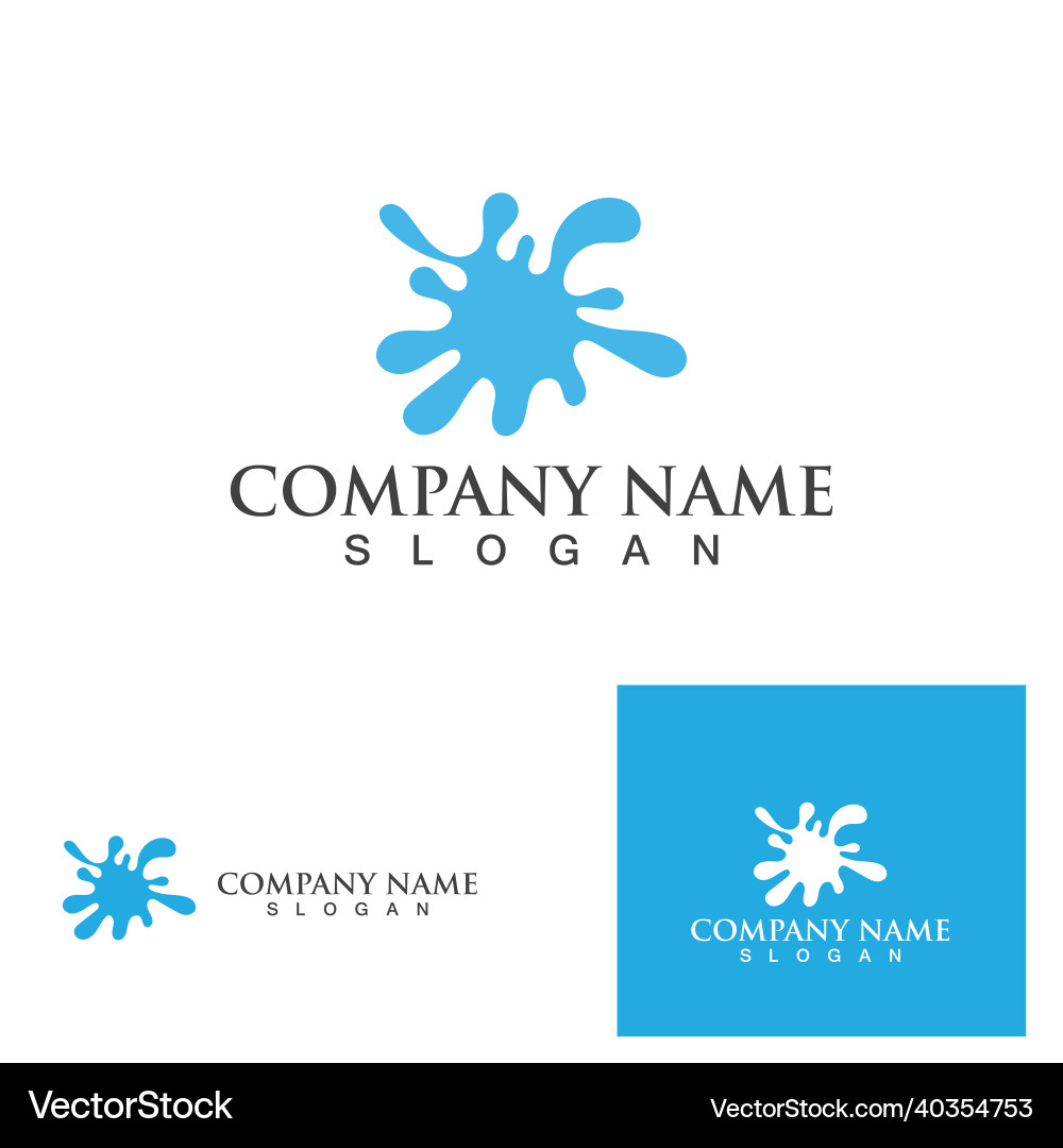 Splash water blue logo and symbol Royalty Free Vector Image
