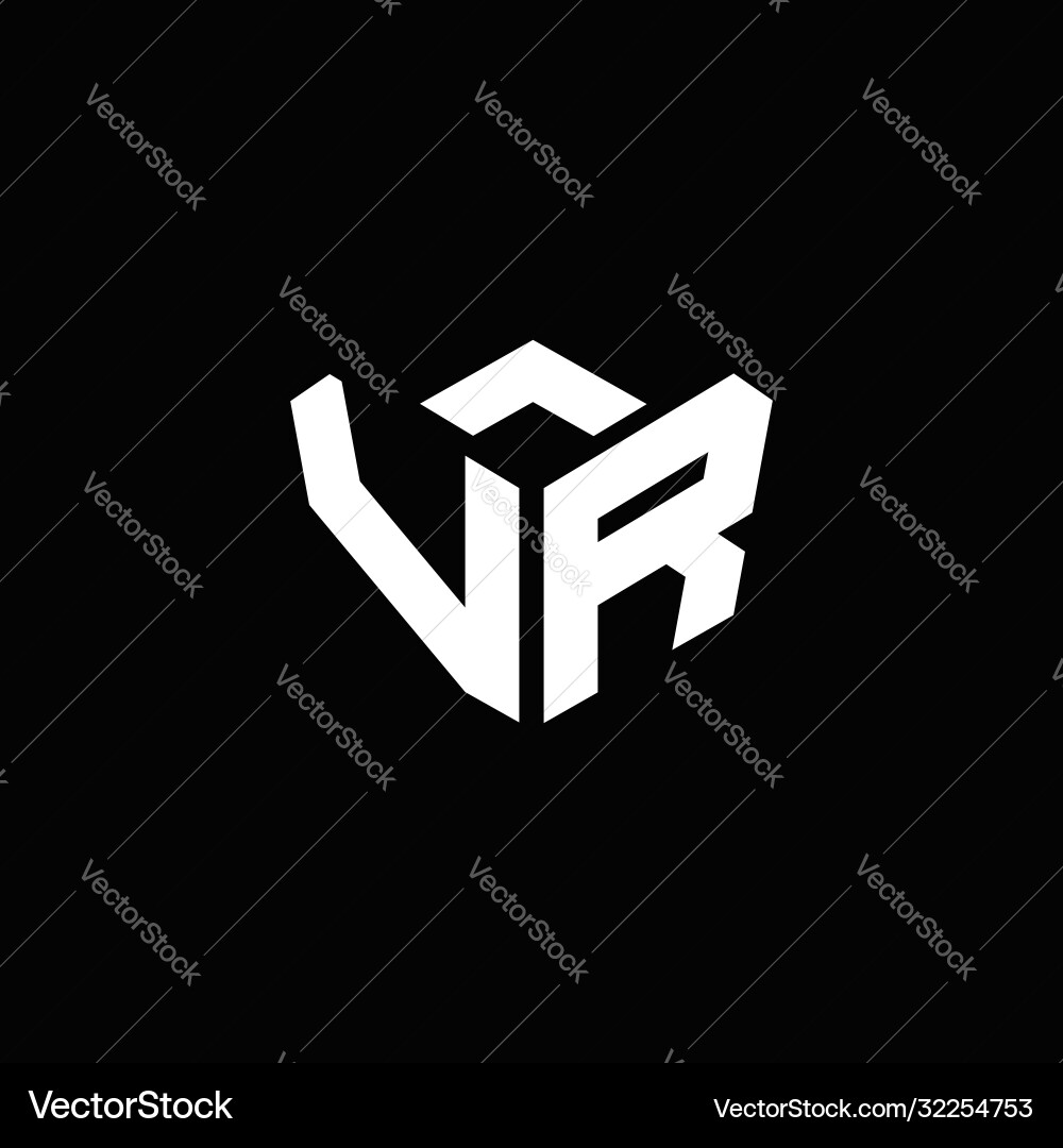 Vr logo monogram with emblem style ribbon design Vector Image