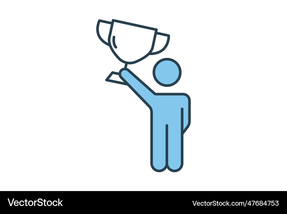 Winner icon man holding trophy cup icon related Vector Image