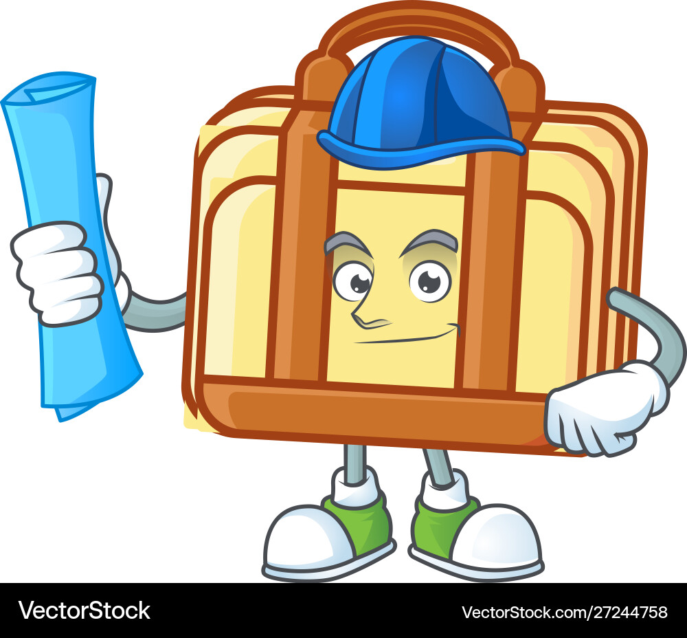 Architect work suitcase cartoon for equipment Vector Image