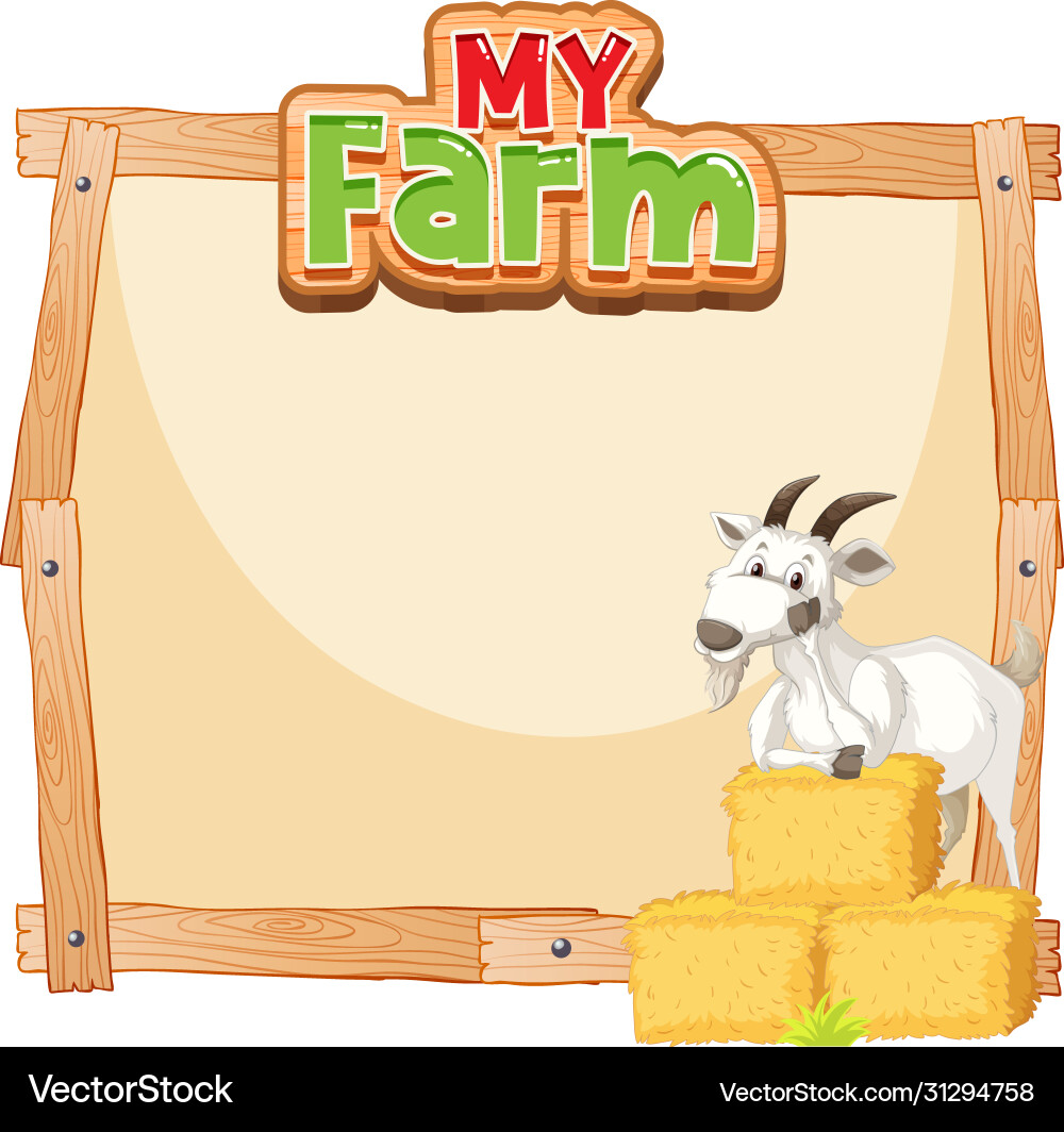 Border template design with goat and hay Vector Image