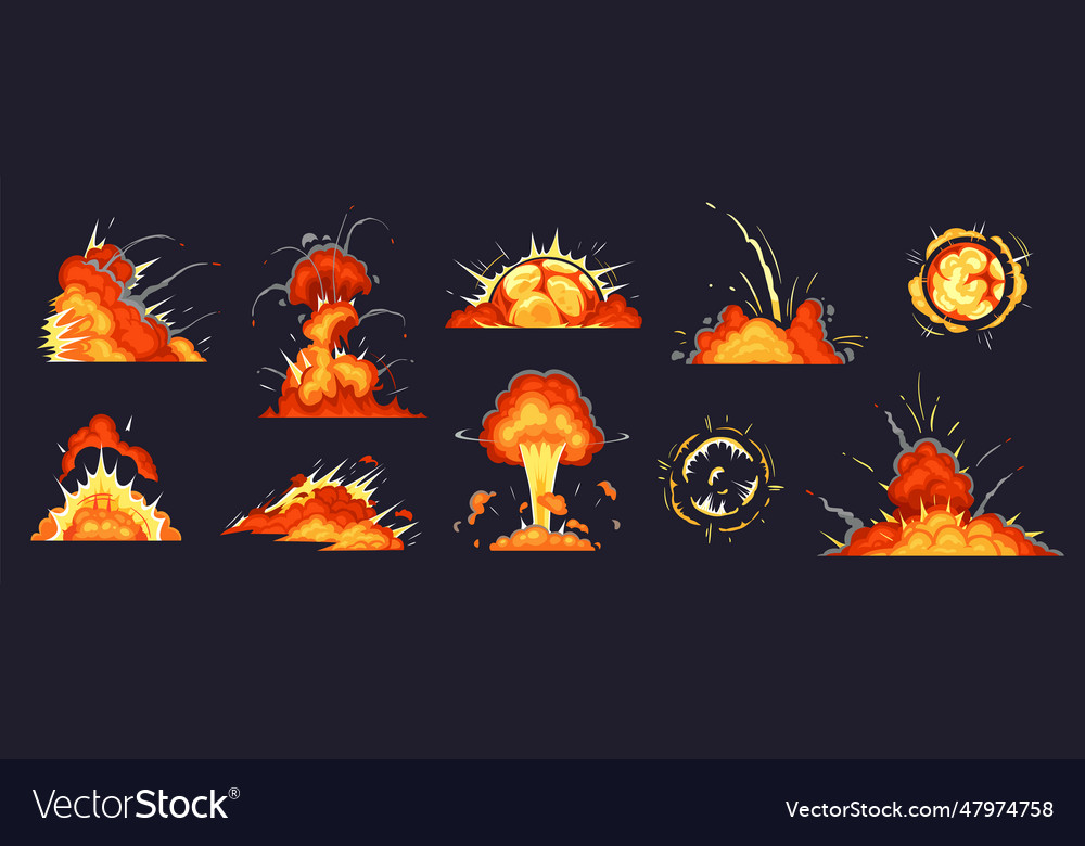 Cartoon bomb explosion dynamite explosions danger Vector Image