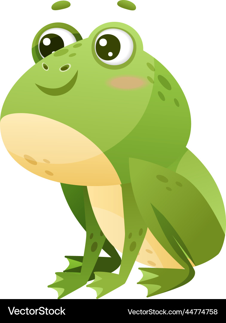 Cute green leaping frog character sitting Vector Image