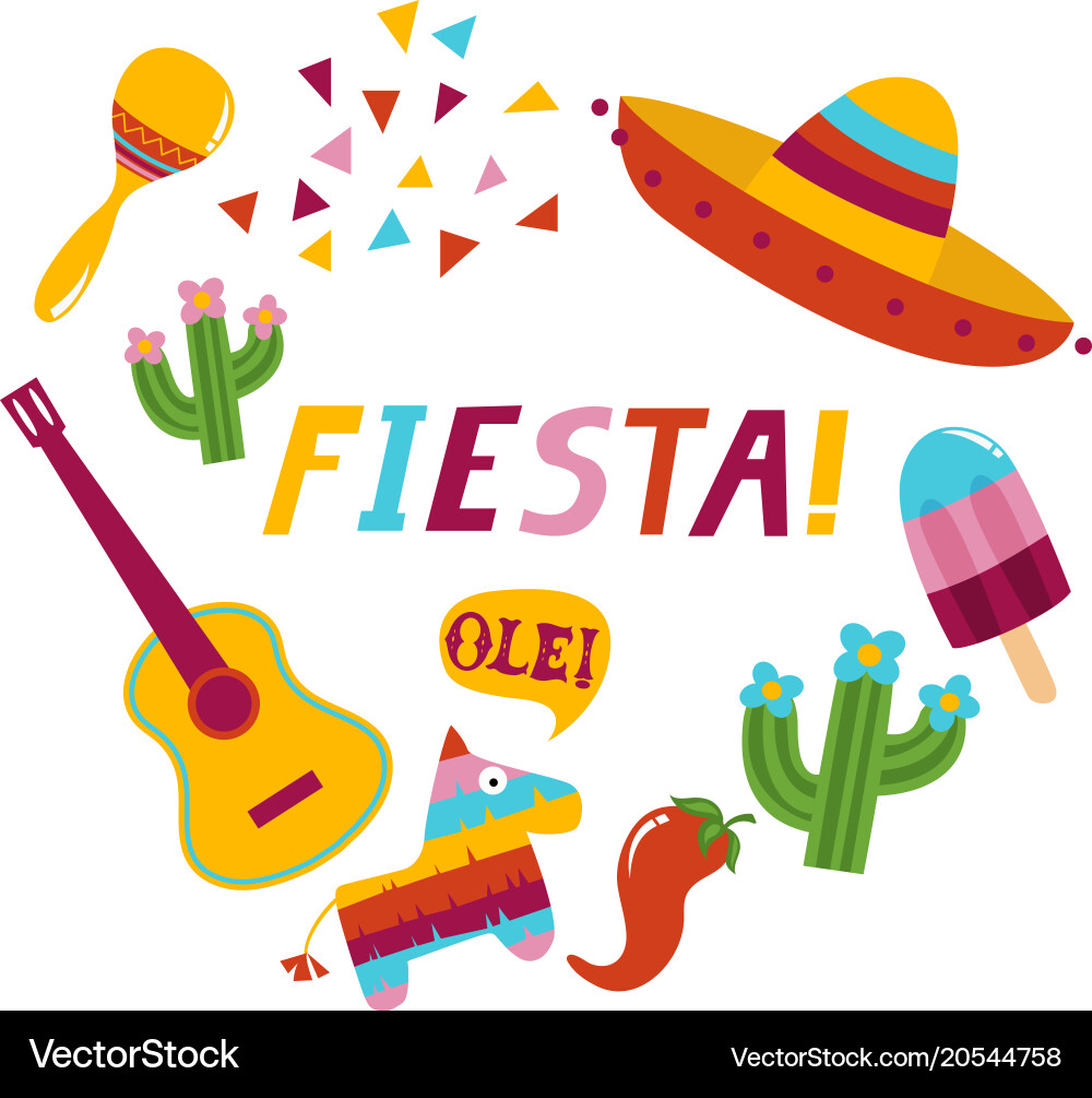 Fiesta Lettering Banner Royalty Free Vector Image