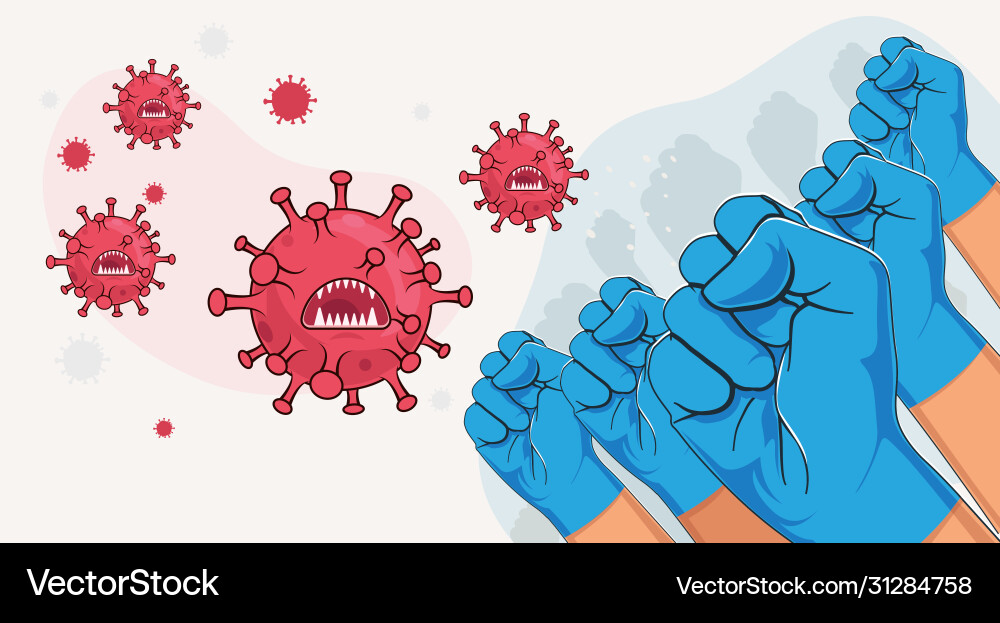 Fight covid-19 coronavirus concept group Vector Image
