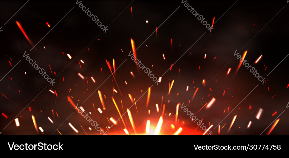 Fire sparks metal welding fire burning Royalty Free Vector