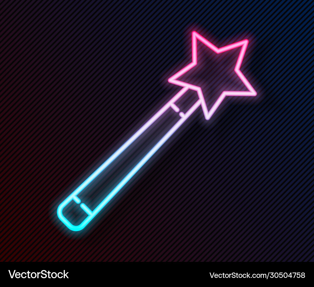 Glowing neon line magic wand icon isolated Vector Image