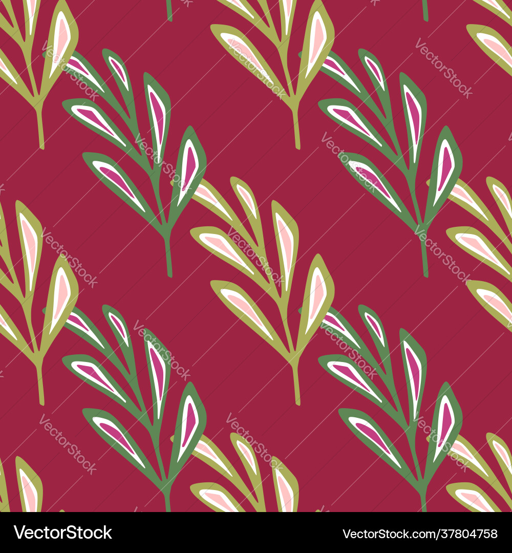 Green contoured stylized branches shapes seamless Vector Image