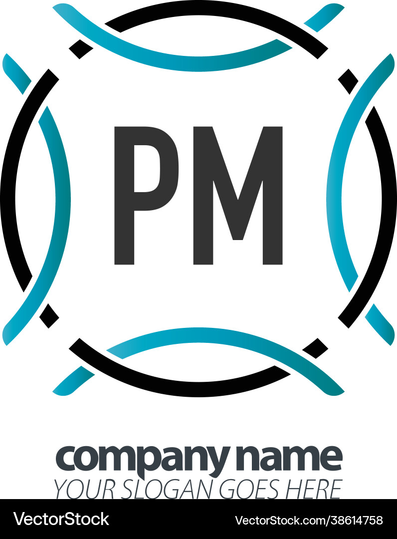 Initial letter pm circle sport logo design Vector Image