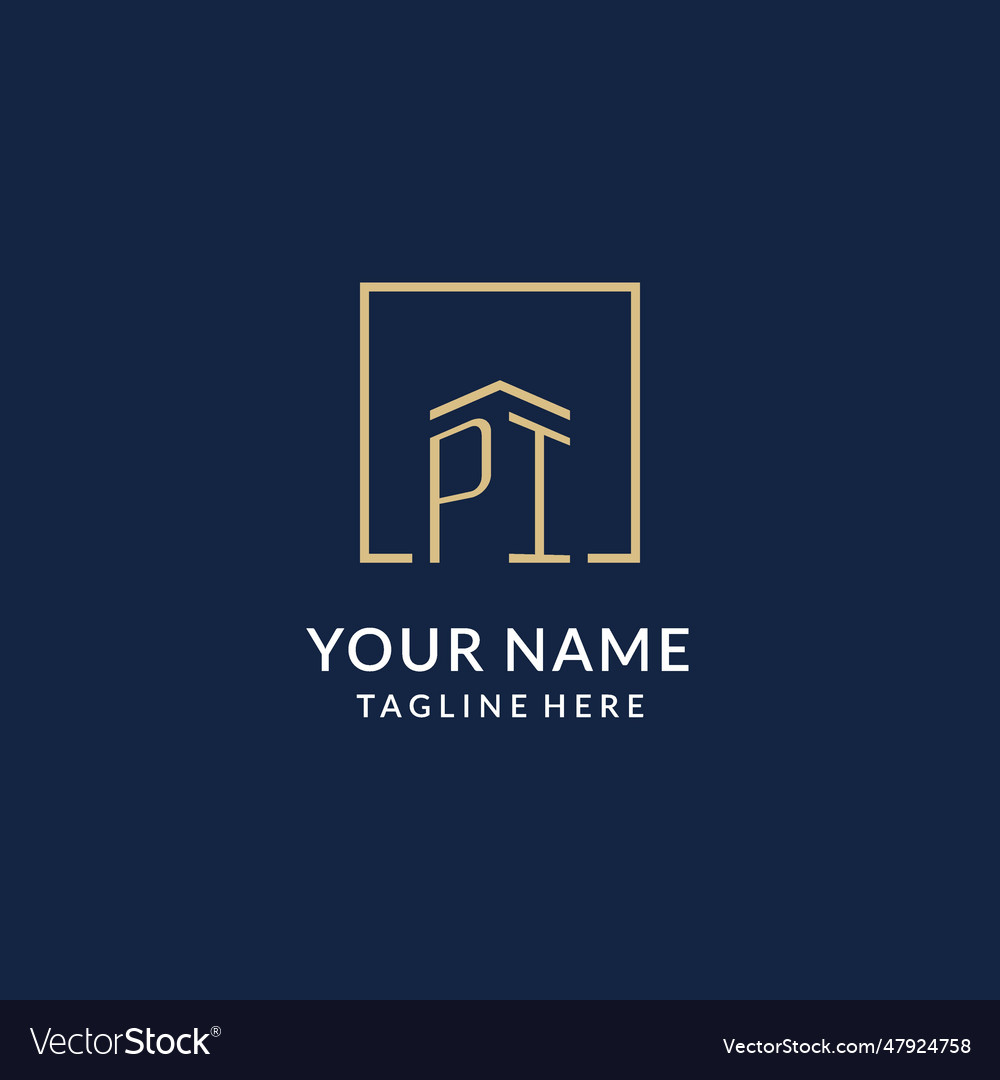 Initial pi square lines logo modern and luxury Vector Image