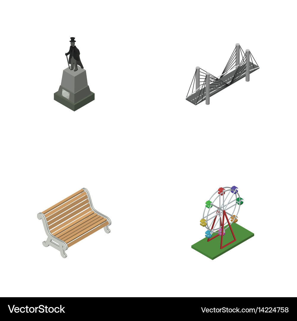 Isometric urban set recreation sculpture Vector Image