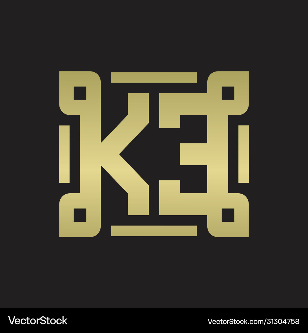Ke logo monogram with piece line art design Vector Image