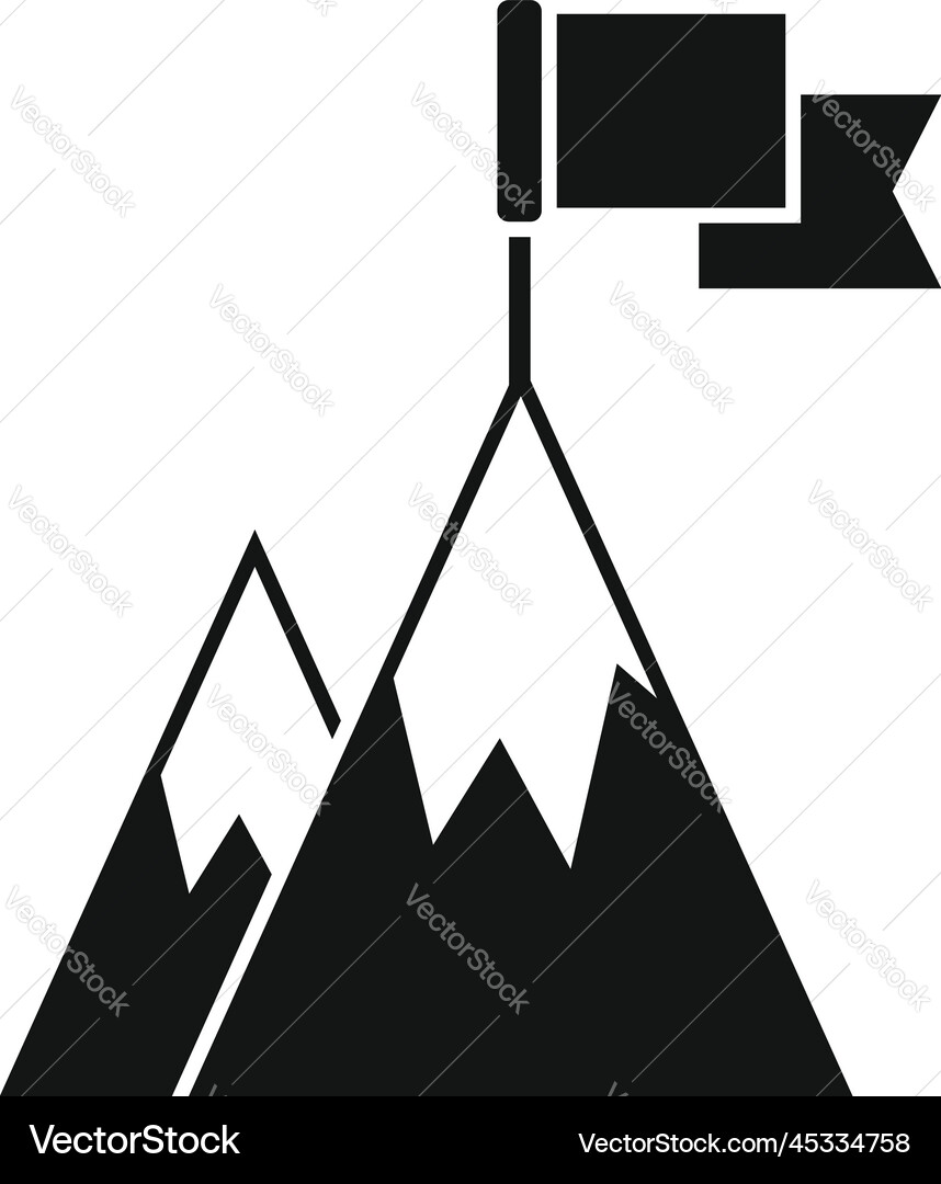 Leader flag on mountain icon simple top Royalty Free Vector