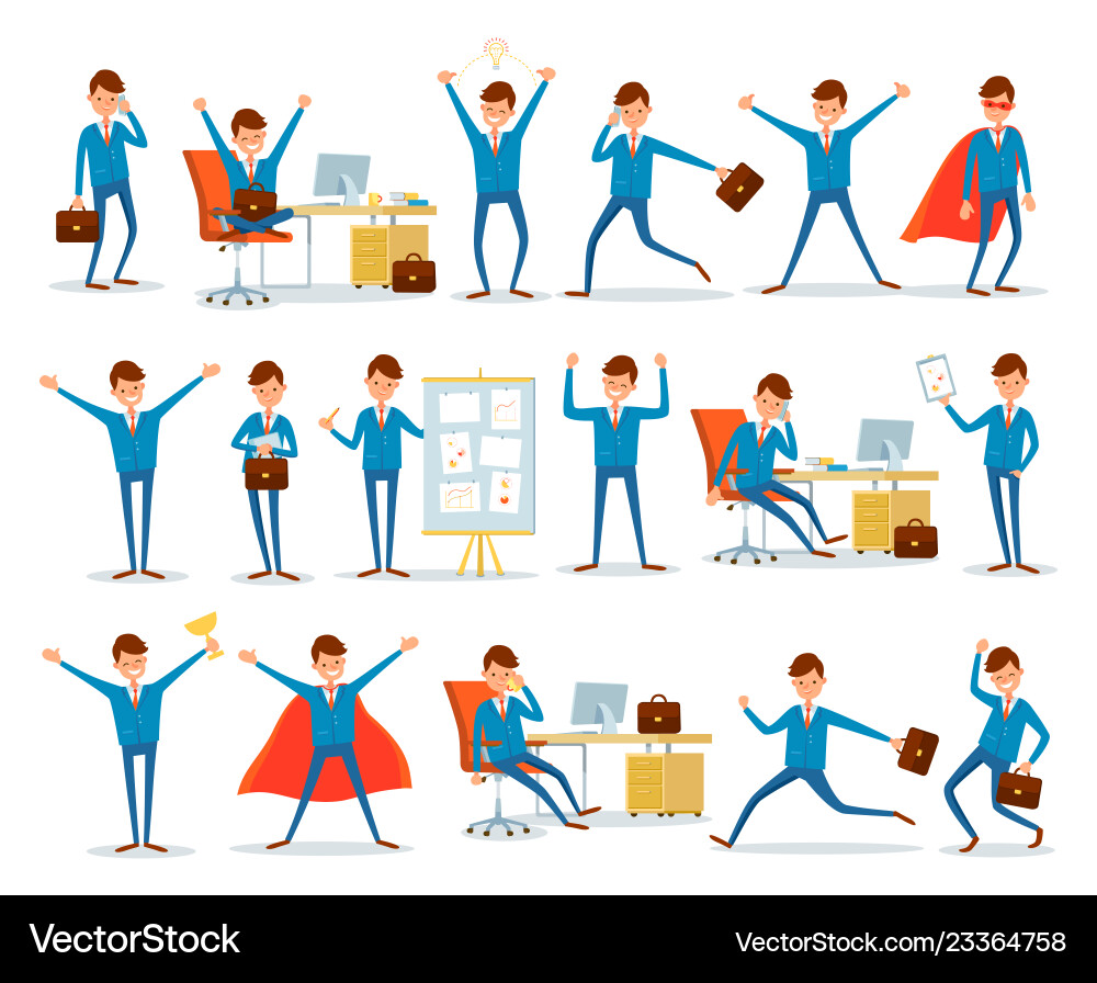 Man busy with work businessman characters at work Vector Image