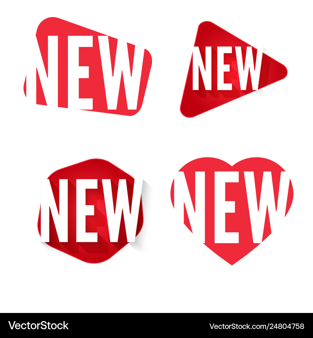 New stickers collection set red labels Royalty Free Vector
