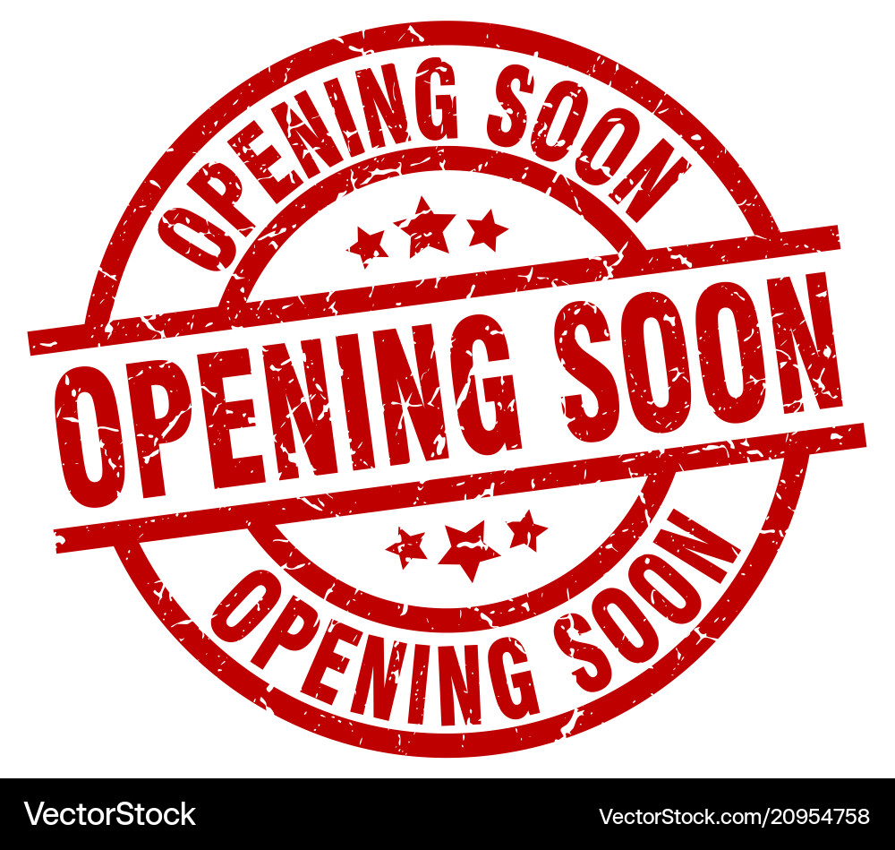 Opening soon round red grunge stamp Royalty Free Vector