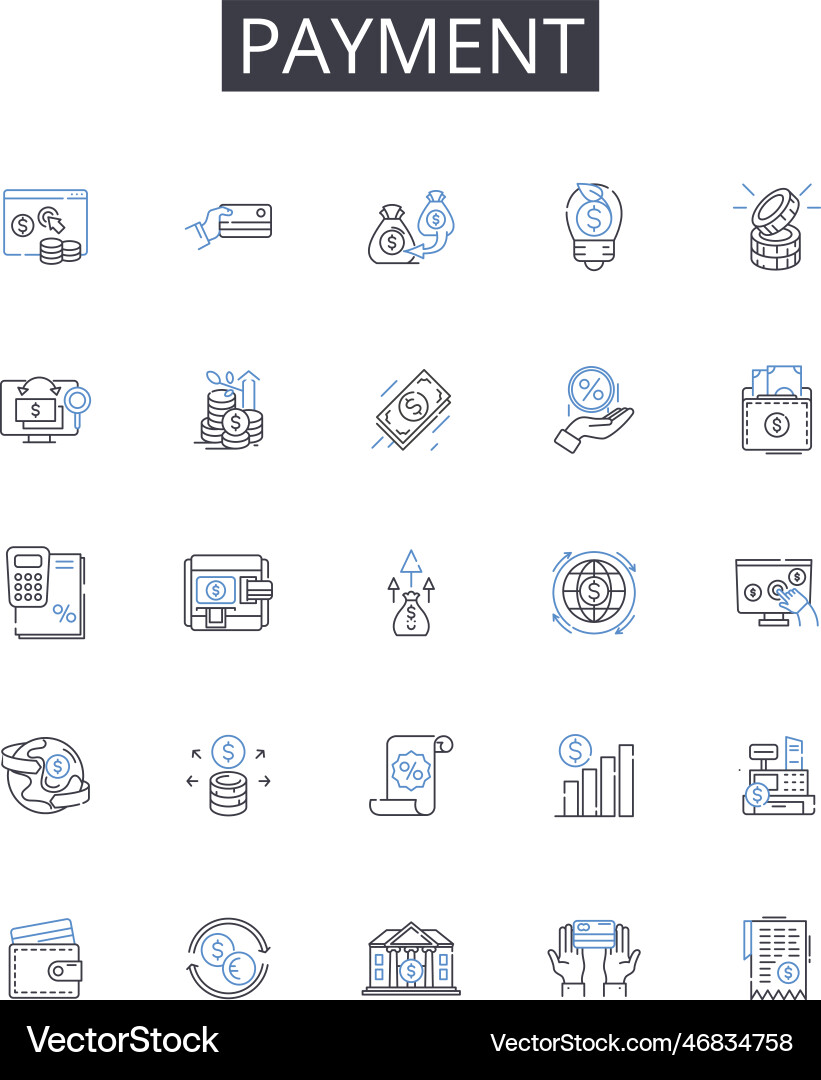 Payment line icons collection transaction Vector Image