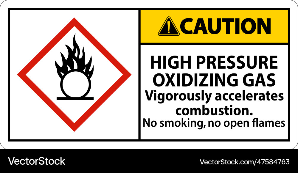 Caution high pressure oxidizing gas ghs sign Vector Image