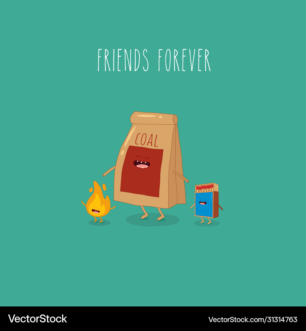 Charcoal and matches friends forever Royalty Free Vector