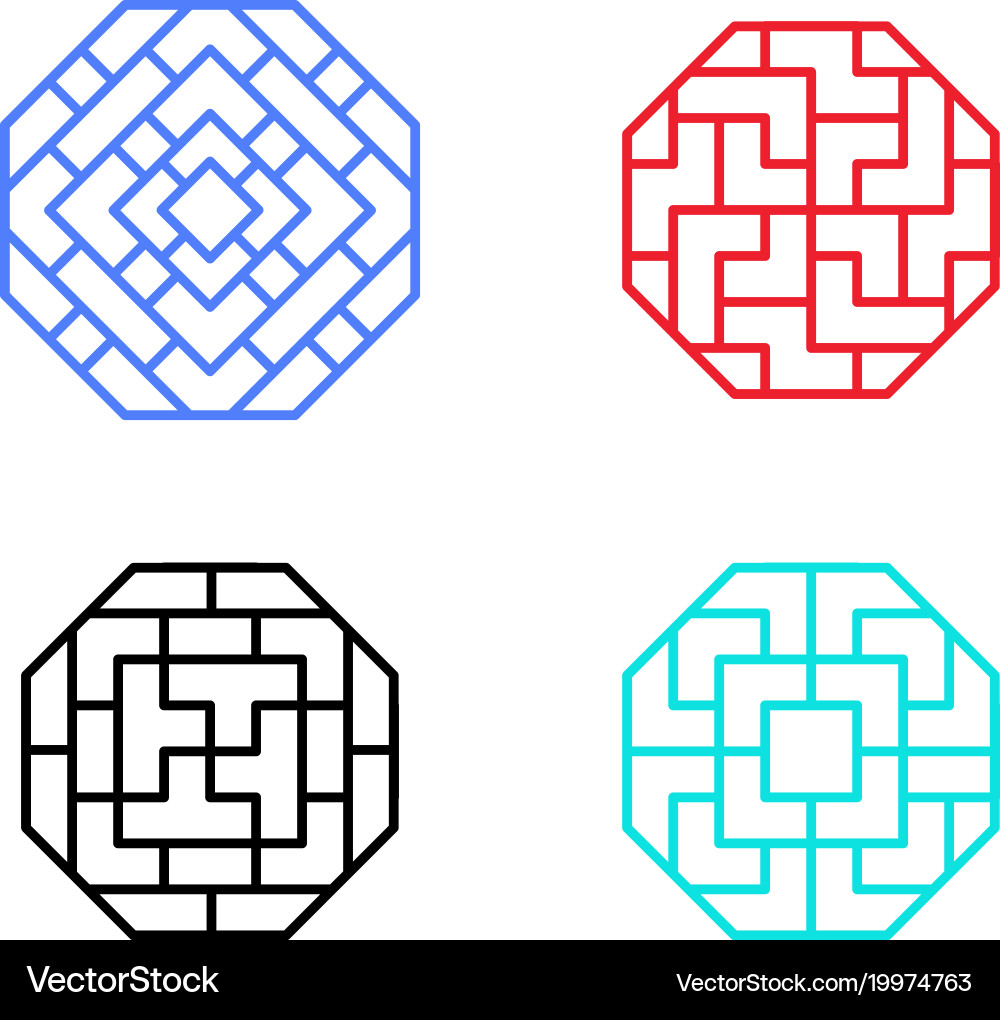 Chinese octagon window frame and symbol in Vector Image
