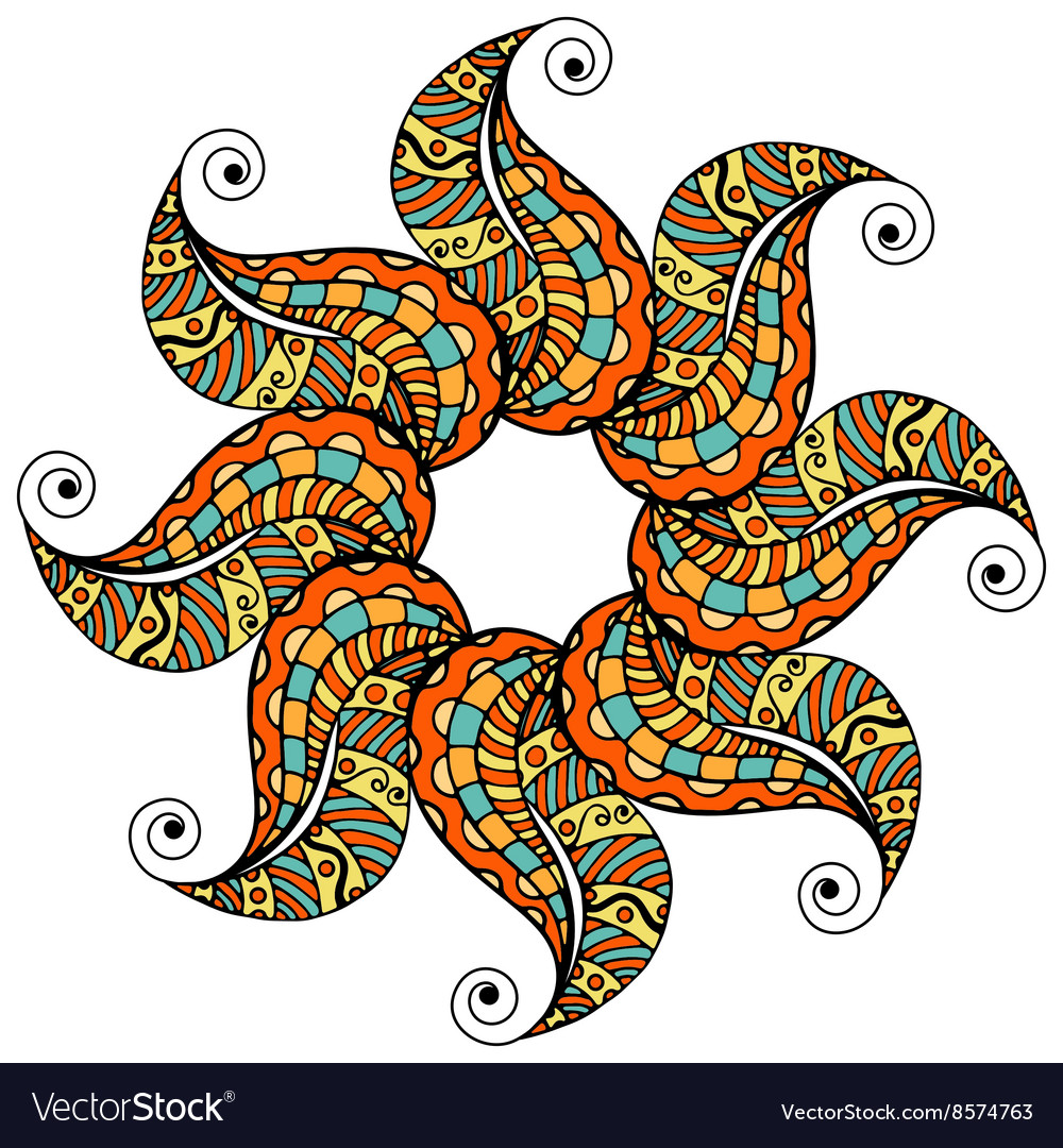 Colored mandala pattern Royalty Free Vector Image