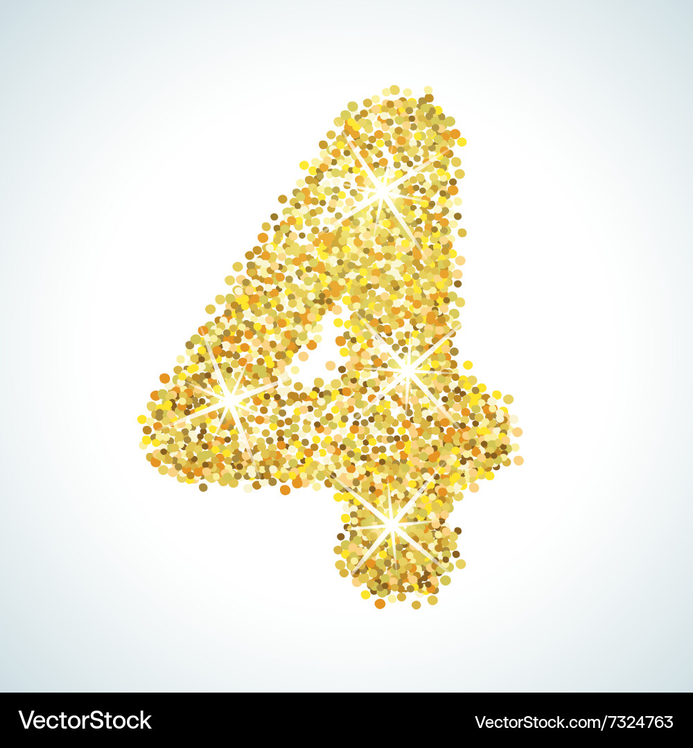 Four number in golden style Royalty Free Vector Image