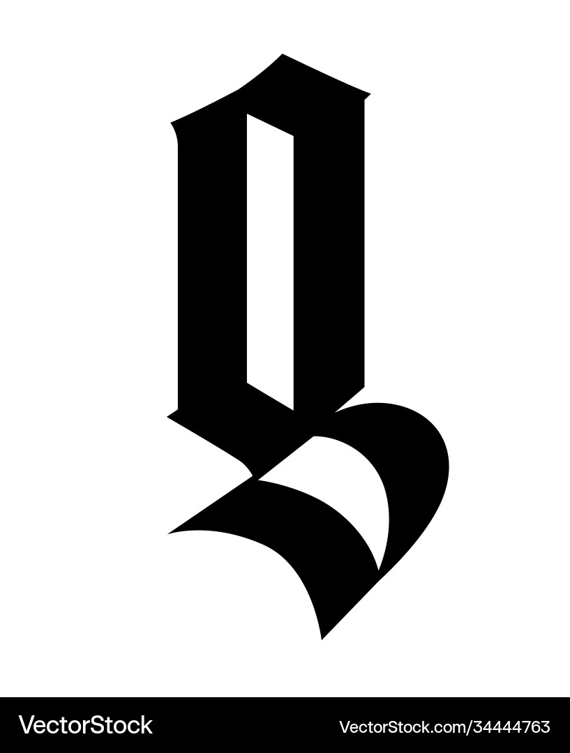 Letter g in gothic style alphabet symbol Vector Image