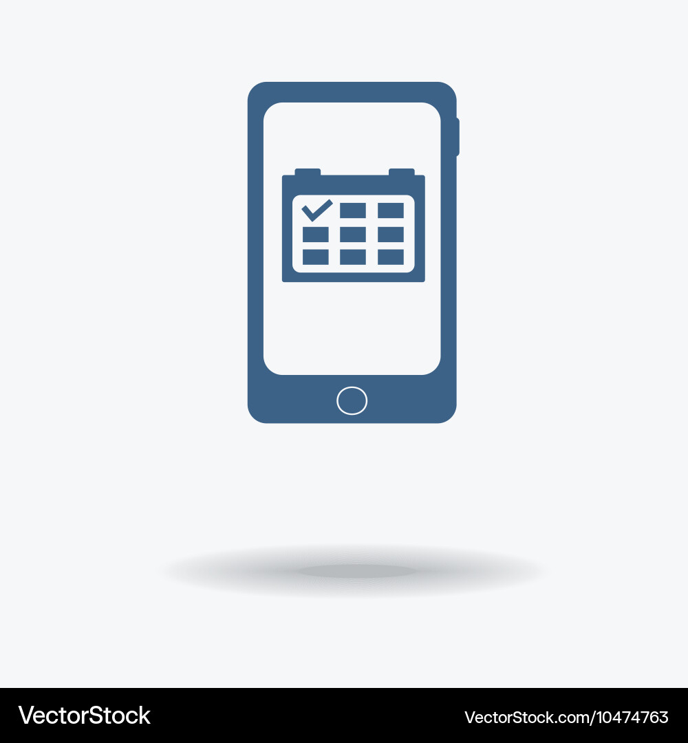 Mobile phone with schedule symbol on the screen Vector Image