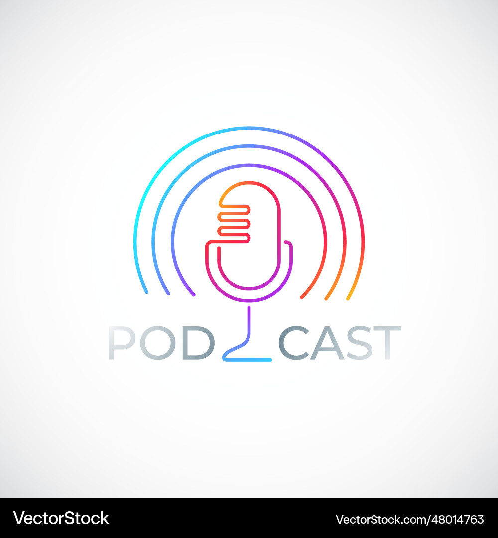 Podcast colorful icon isolated on white Royalty Free Vector