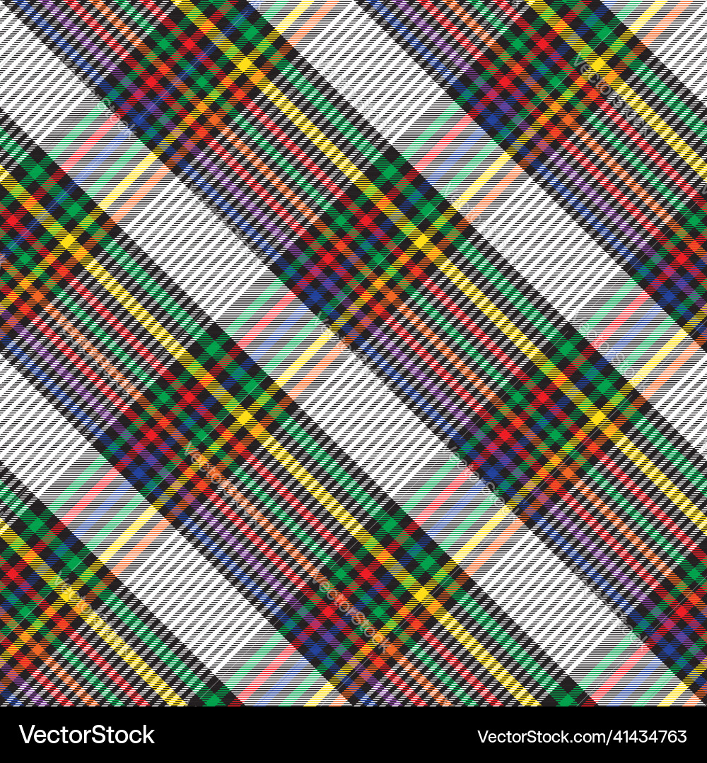 Rainbow diagonal plaid tartan textured seamless Vector Image
