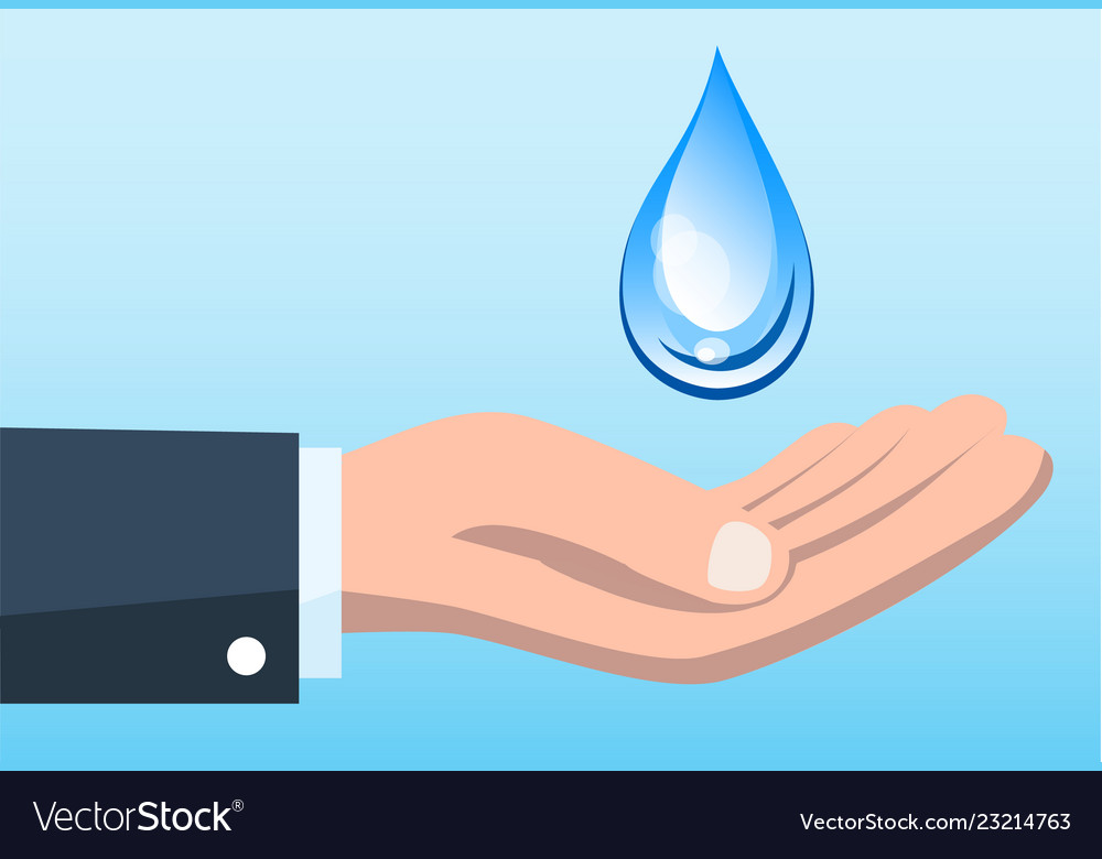 Save Water Concept With Hand Holding Water Drop Vector Image