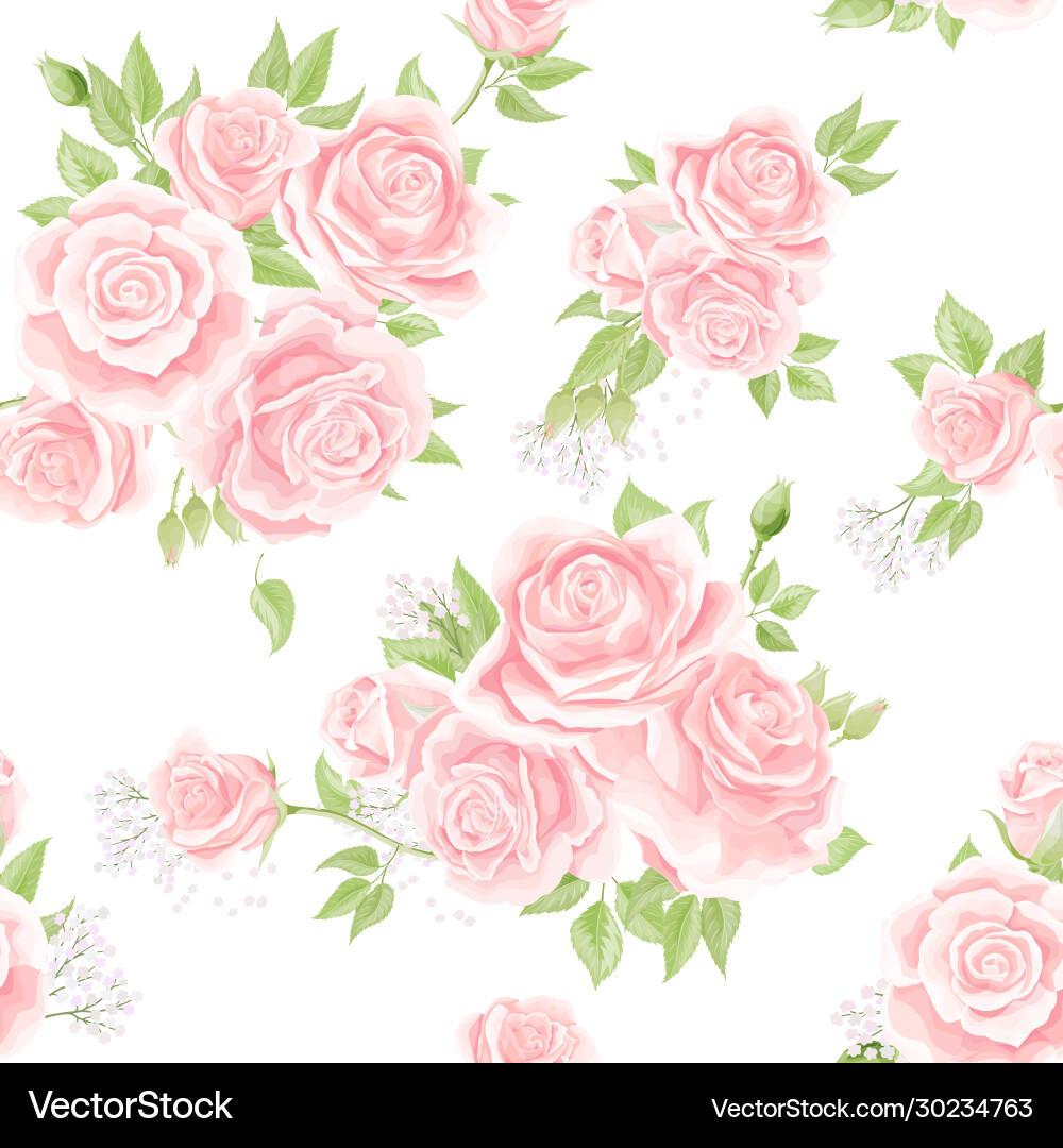 Seamless pattern with cream pink roses vintage Vector Image