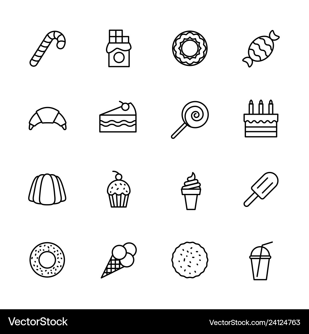 Simple icon set confectionery pastries and sweets Vector Image