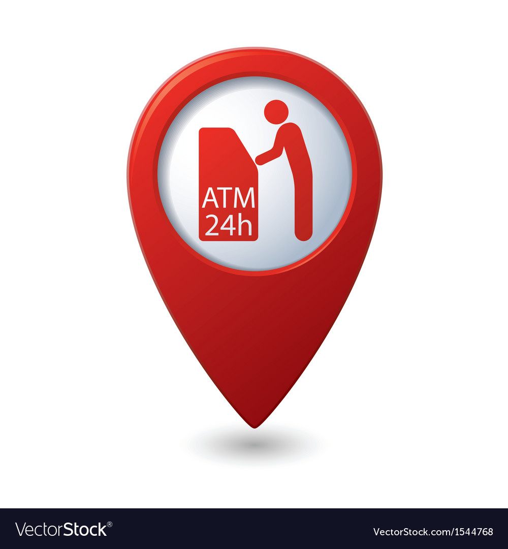 Atm icon red pointer Royalty Free Vector Image Atm icon red pointer Royalty Free Vector Image