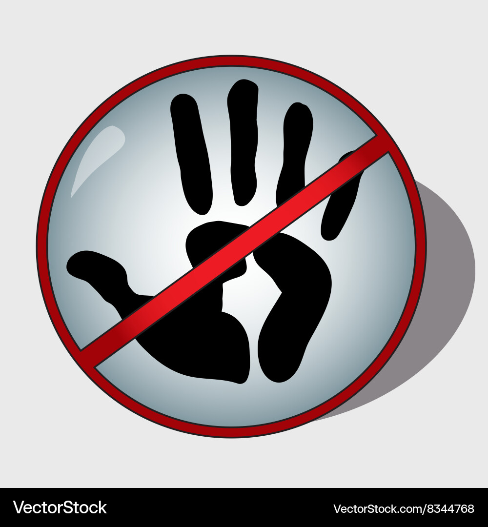 Black imprint right hand in stop sign Royalty Free Vector