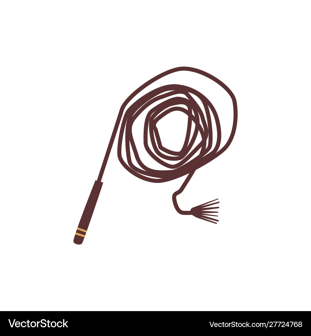 Brown cowboy leather whip isolated on white Vector Image