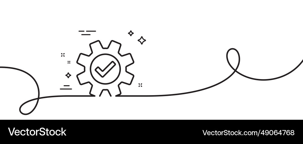 Cogwheel line icon approved service sign Vector Image