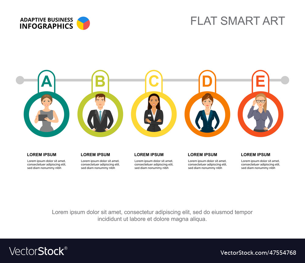 Five circles process chart template Royalty Free Vector Five circles process chart template Royalty Free Vector