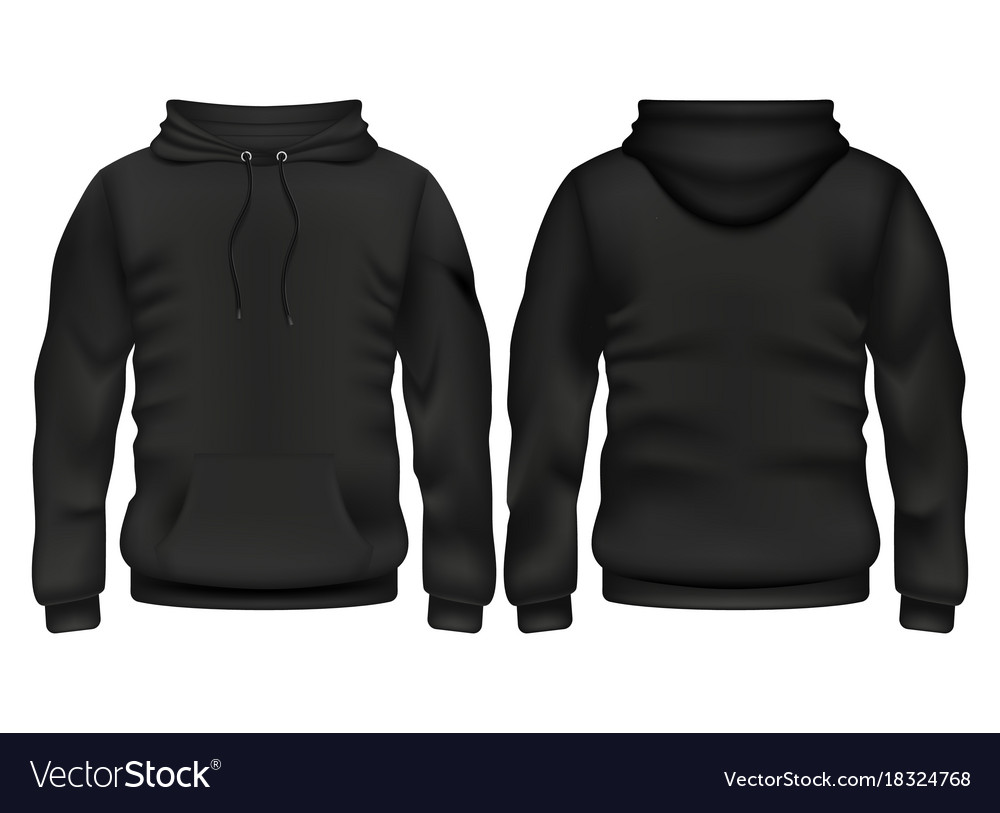 Front And Back Black Hoodie Template Royalty Free Vector