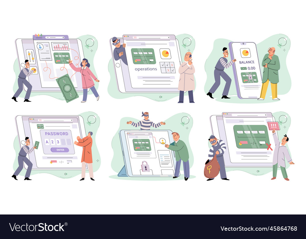 Hacker activity big set hacking computer Vector Image