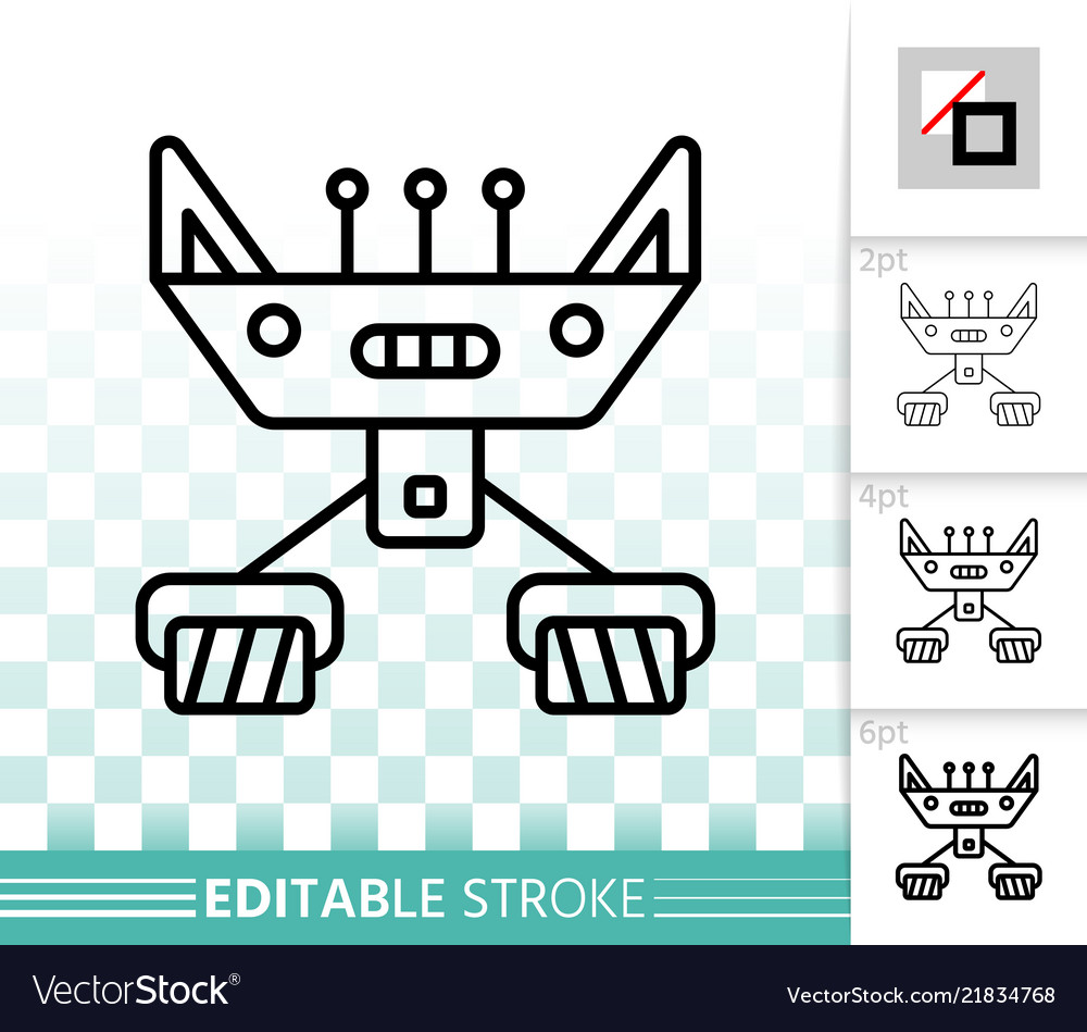 Robot simple black line icon Royalty Free Vector Image