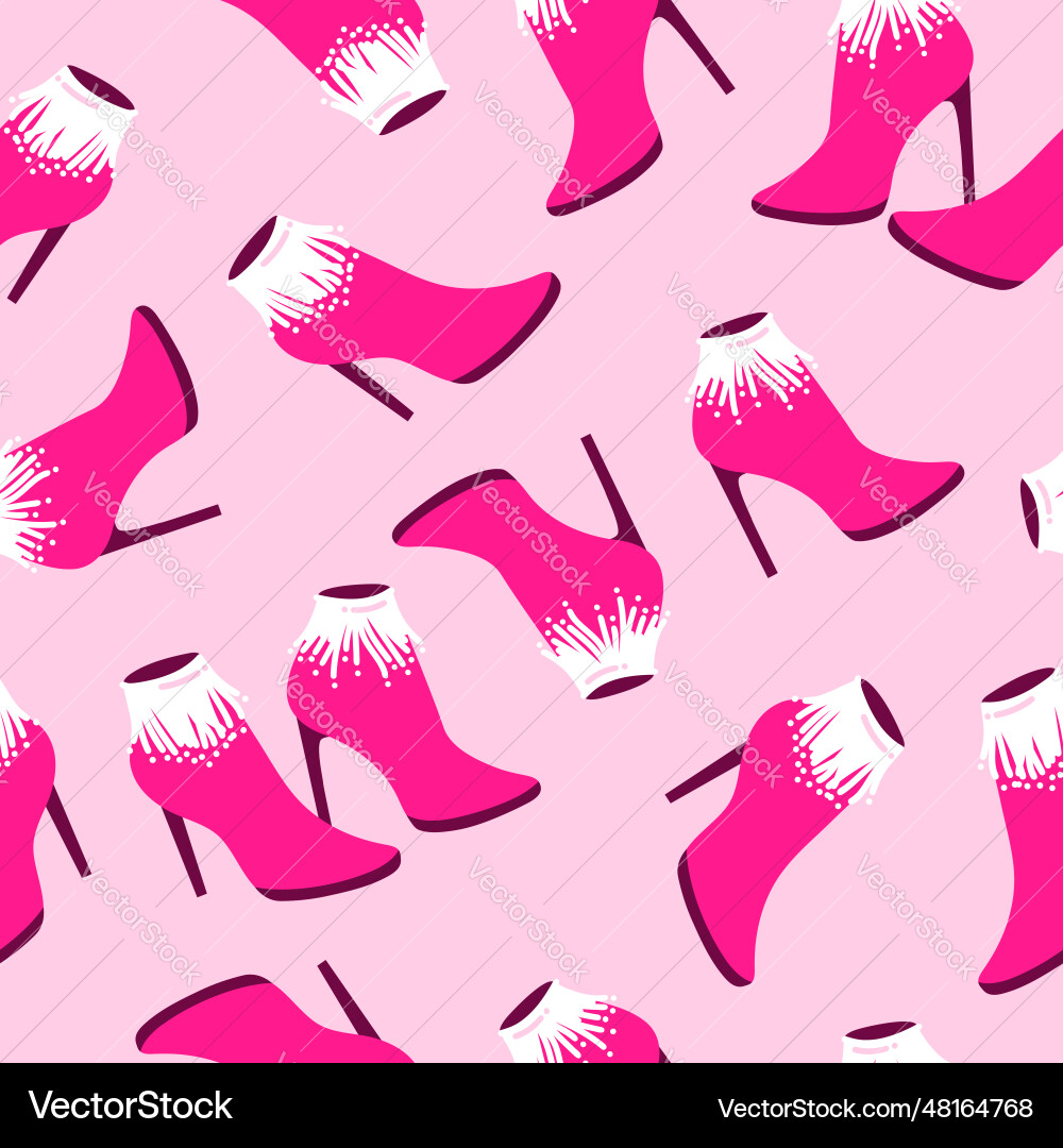 Seamless pattern with pink fashionable shoes Vector Image