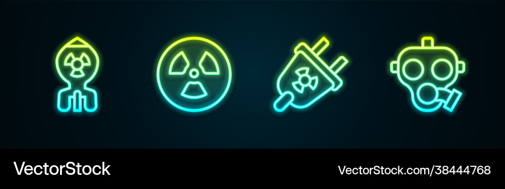 Set line nuclear bomb radioactive radiation Vector Image