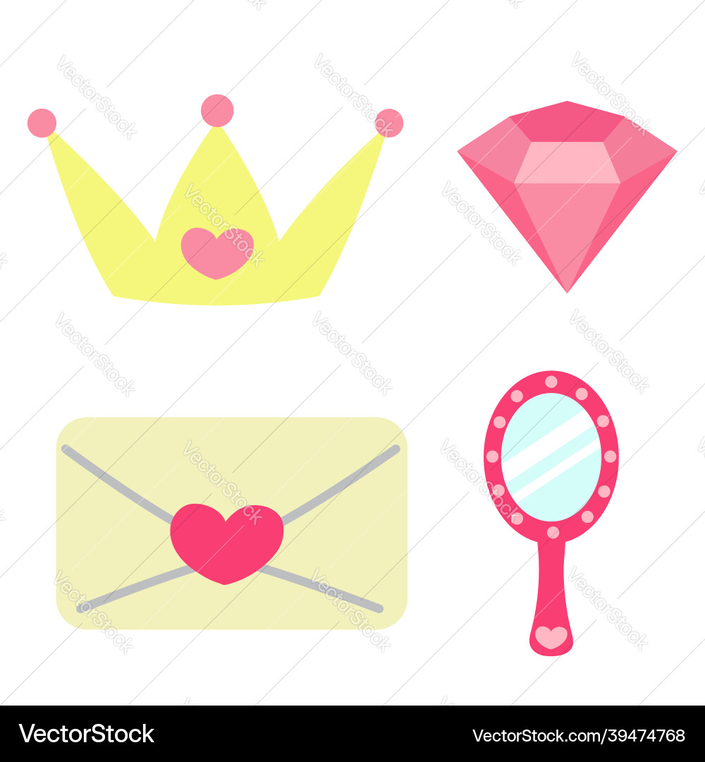 Set of princess accessories Royalty Free Vector Image