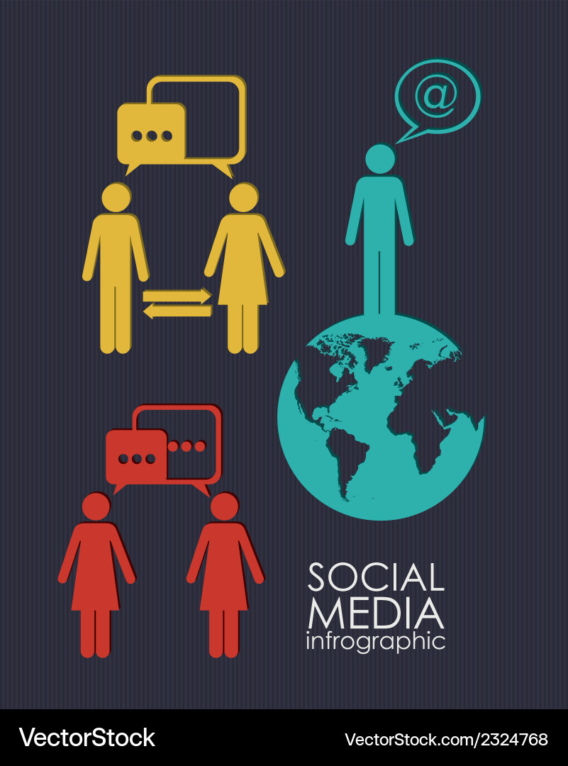 Social media infographic with networks Royalty Free Vector