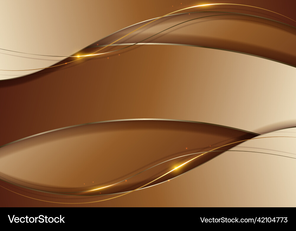 Abstract luxury brown wave and golden lines Vector Image